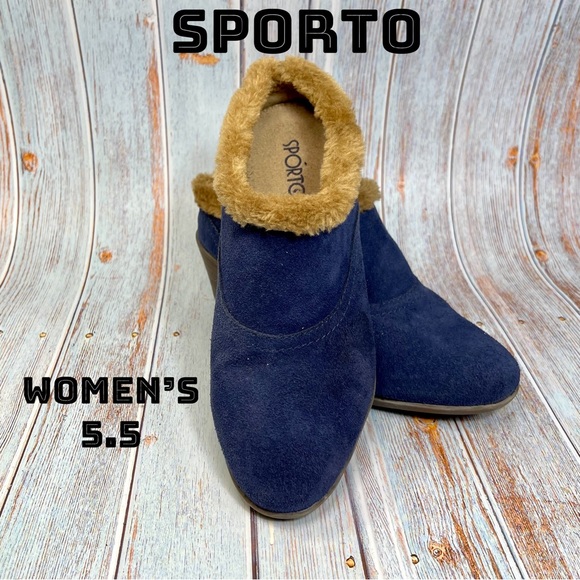 Sporto | Shoes | Sporto Nan Faux Fur Navy Weatherproof Suede Ankle ...